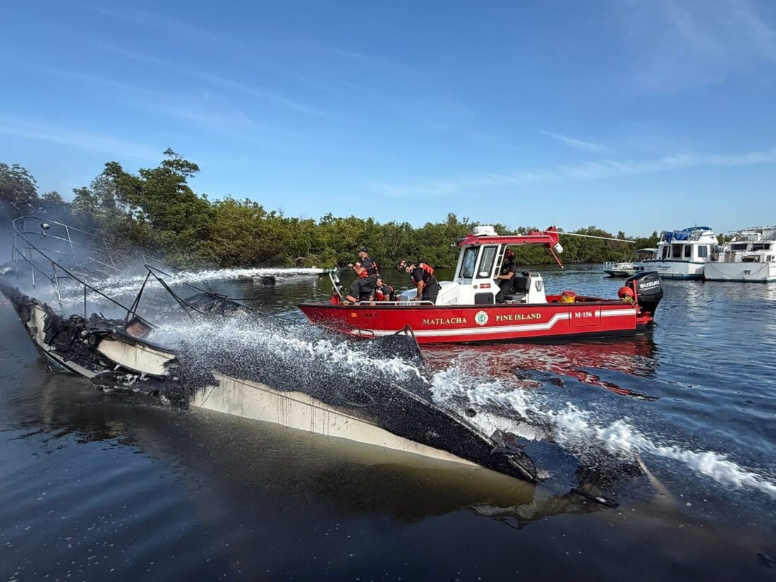 M/PIFCD helps fight boat fire off Calusa Island - Pineisland Eagle